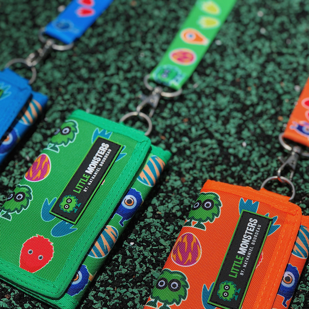 Wallet/Lanyard Combo: Green – Little Monsters by Nate
